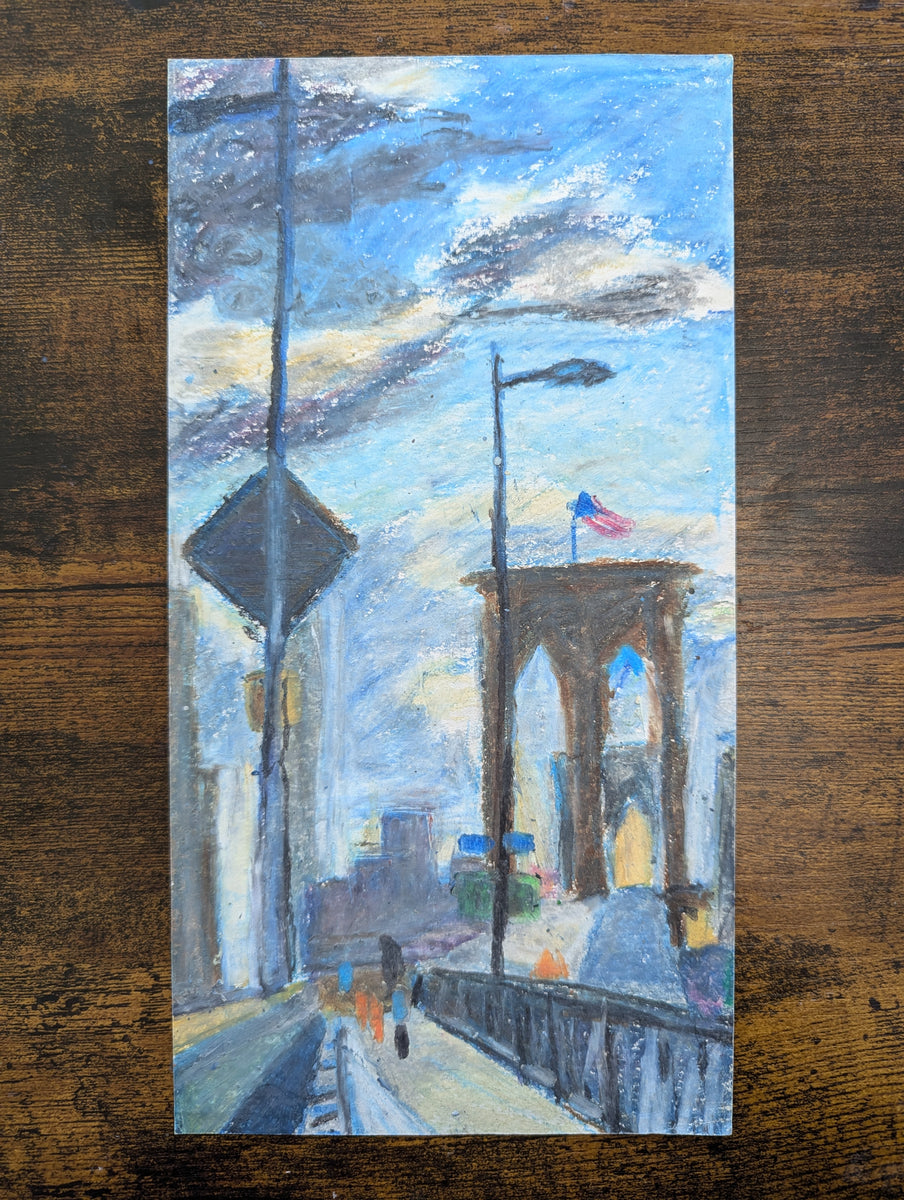 The Brooklyn Bridge, original oil pastel – freak'n-art